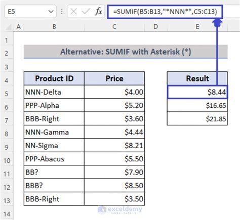 Sumifs With Wildcard In Excel Alternative Formulas