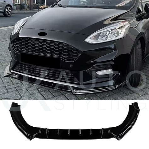 Ford Fiesta St Line Mk8 2018 2021 Front Splitter Gloss Black Bumper Li