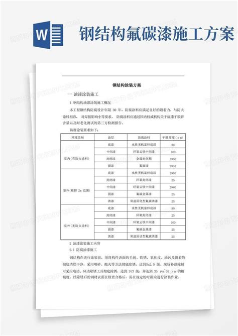 钢结构涂装方案word模板下载熊猫办公