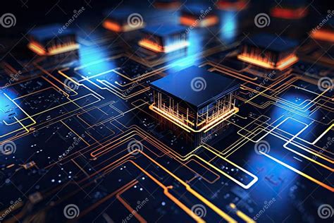 Circuit Board With Microchips And Electronic Components 3d Rendering 3d Rendering Of Abstract