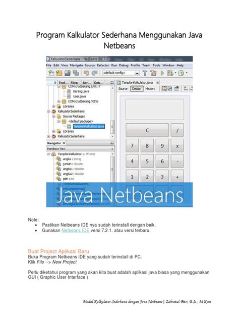 Modul Program Kalkulator Sederhana Menggunakan Java Netbeans Pdf