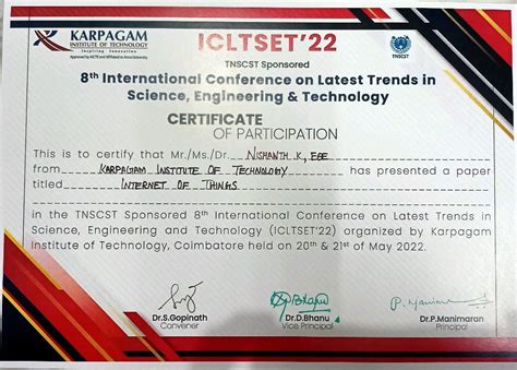 Nishanth K On Linkedin Presented Paper At 8 Th International Conference