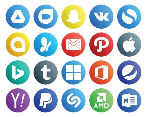 20 Social Media Icon Pack Including Yahoo Office Email Microsoft Bing