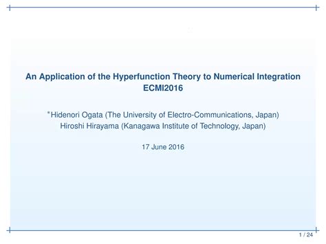 An Application Of The Hyperfunction Theory To Numerical Integration Ppt Free Download