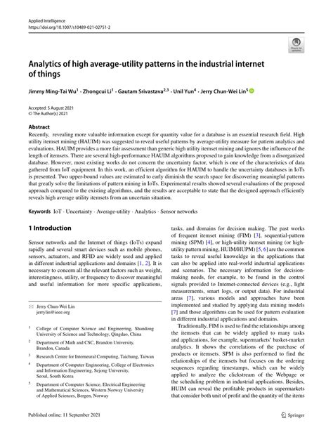 Pdf Analytics Of High Average Utility Patterns In The Industrial