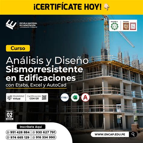 Encap 📌 𝗖𝗨𝗥𝗦𝗢 AnÁlisis Y DiseÑo Sismorresistente En Edificaciones Con Etabs Excel Y Autocad