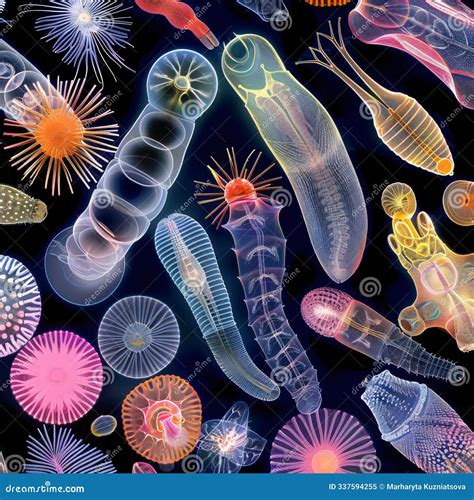 Bacteria Or Protozoa Seen Under A Microscope Microscopic Unicellular Organism Stock Image