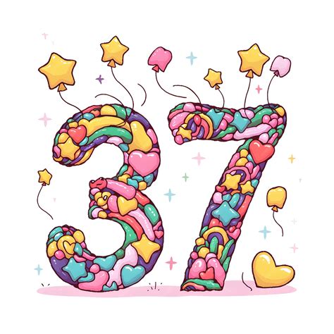 Ilustración Vectorial Del Dígito Numérico 37 Tipografía Del Número 37