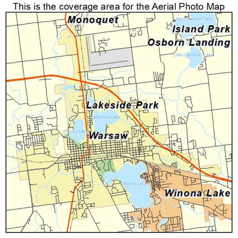 Aerial Photography Map Of Warsaw In Indiana