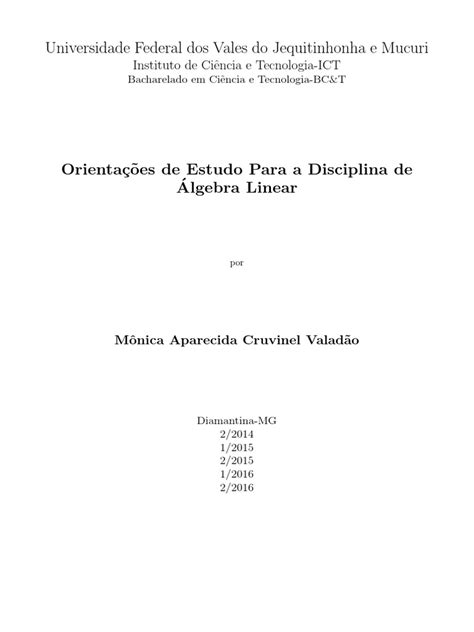 Apostila Álgebra Linear Pdf Sistema De Equações Lineares Matriz