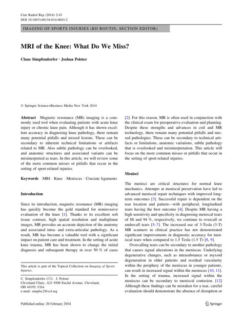 Simpfendorfer 2014 Pdf Knee Joints