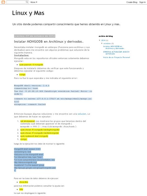 Mongodb En Arch Pdf Mongo Db Linux