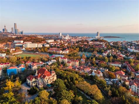 Premium Photo Aerial Photo Of European Architectural Landscape In Qingdao Coastal Bay Area