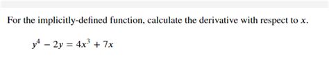 solved for the implicitly defined function calculate the