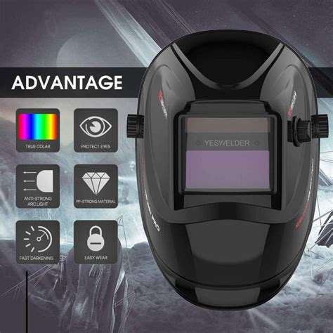 Yeswelder True Color Solar Powered Auto Darkening Welding Helmet Wide