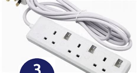 Extension Socket With 3 Way 3 Pin X 3 Meter