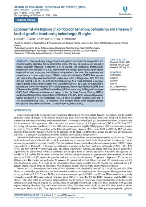 Pdf Experimental Investigation On Combustion Behaviour Performance And Emission Of Fusel Oil