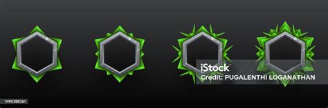 Bingkai Batas Spanduk Avatar Logam Abstrak Dan Hijau Untuk Desain Gui