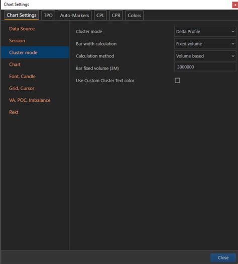 Cluster Mode Settings Exocharts Help