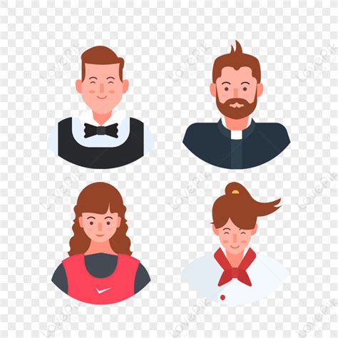 만화 일러스트 남성과 여성 미소 아바타 레이션손잡다질감 Png 일러스트 무료 다운로드 Lovepik