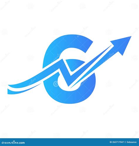 Letter 6 Financial Logo With Growth Arrow Economy Logo Sign On Alphabet 6 Vector Template Stock