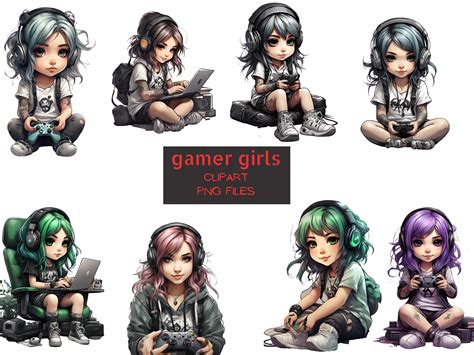 Cute Gamer Girl Sticker Gaming Planner Clipart Chibi Bundle Free