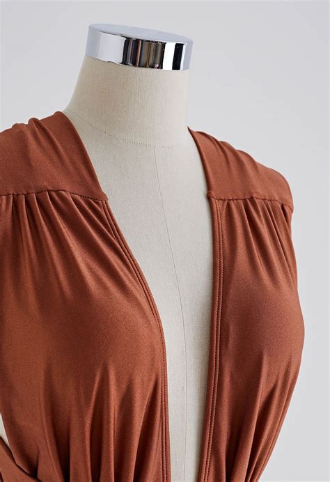 Lace Up Deep V Neck One Piece Swimsuit In Caramel Retro Indie And