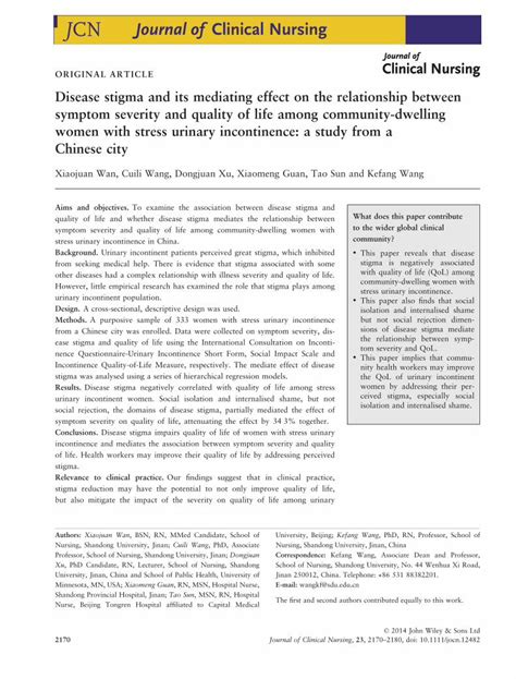 Pdf Disease Stigma And Its Mediating Effect On The Relationship