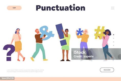 문장 부호 개념 문법 기호와 기호를 들고 있는 사람들이 있는 랜딩 페이지 디자인 템플릿 교육에 대한 스톡 벡터 아트 및 기타 이미지 교육 남자 물음표 Istock