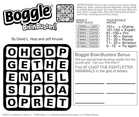 Boggle Puzzle Mammals In Hiding Boomer Magazine