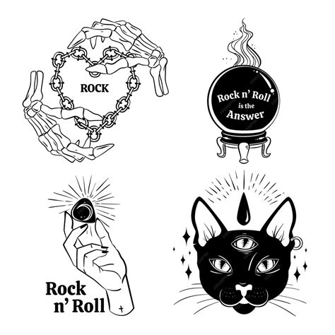Adesivos Místicos De Rock And Roll Escuro Vetor Grátis