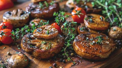 Mushroom Root Steaks O Wooden Desk Stock Illustration Illustration Of