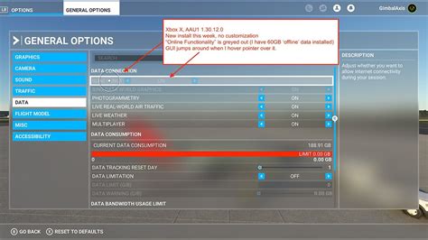 Xbox General Options Data Online Functionality Greyed Out Gui