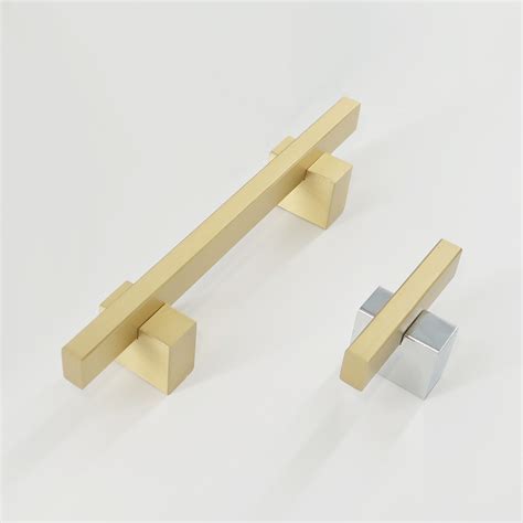 Two Tone Modern Collection 3 76mm Centers Solid Brass Two Tone Pull In Brushed Brass By