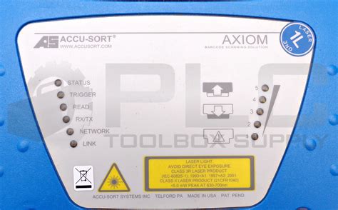 accu sort axiom 1l laser barcode scanning solution system plc toolbox
