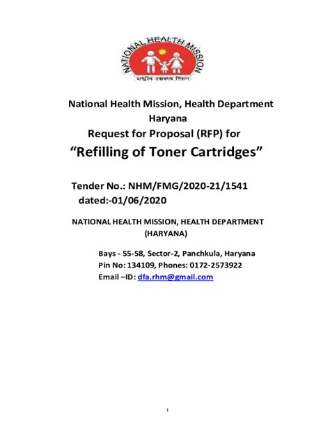 Fillable Online Request For Proposal Rfp For Refilling Of Toner