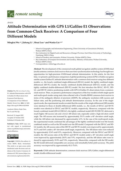 Pdf Attitude Determination With Gps L1galileo E1 Observations From