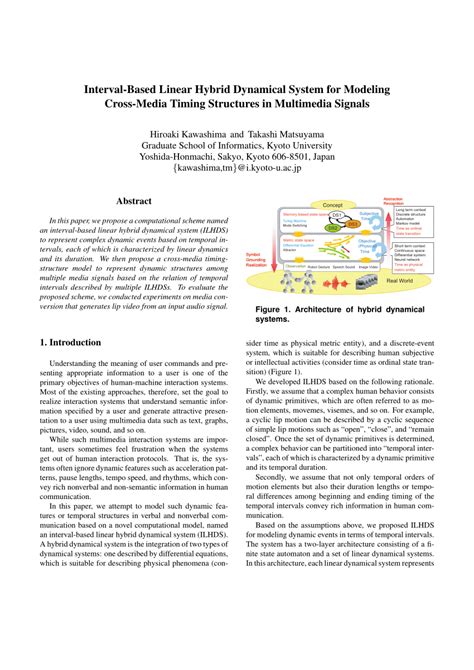 Pdf Interval Based Linear Hybrid Dynamical System For Modeling Cross Media Timing Structures