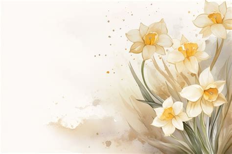 Daffodil Watercolor Minimal Background Daffodil Free Photo