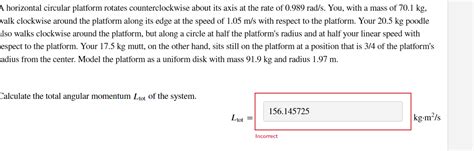 Solved A Horizontal Circular Platform Rotates