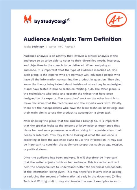 Audience Analysis Term Definition Free Essay Example