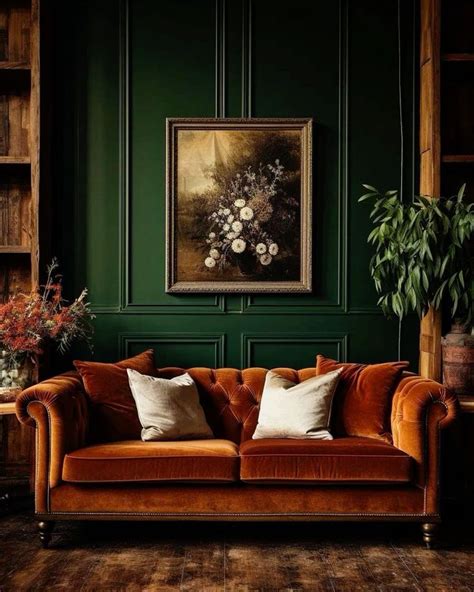 Green Study Dark Green Living Room Dark Living Rooms Moody Living Room