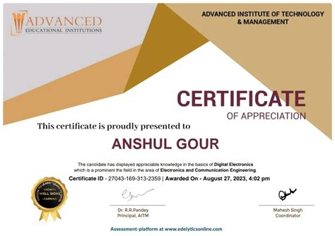 Anshul Gour On Linkedin Hii Connection I Have Successful Completed Digitalelectronics