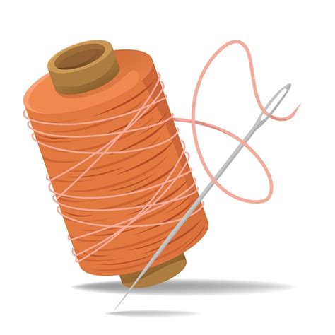 Premium Vector Vector Illustration Of A Spool Of Orange Thread And A