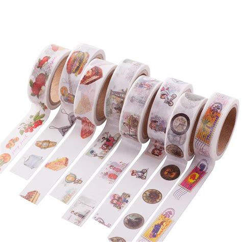 15mmx7m 일본어 와시 테이프 색상 분할 스티커 테두리 마스킹 접착 종이 와시 테이프 Diy 스크랩북 손 계정스티커