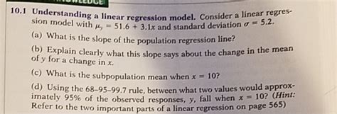 Solved 101 Understanding A Linear Regression Mode L