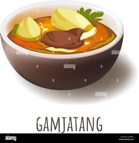Gamjatang Pork Neck Bones Soup With Vegetables Stock Vector Image