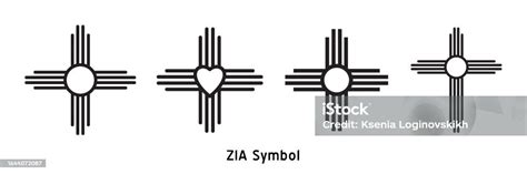 Native Americans Sun Zia Symbol Isolated Vector Icon Stock Illustration