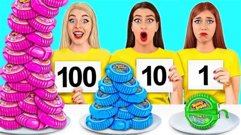 ویدبید سرگرمی و چالش غذایی ۱۰۰ لایه ای آدامس های حبابی شماره ۱۴ تفریح و سرگرمی بانوان