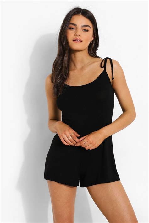 Tie Strap Playsuit Boohoo Uk
